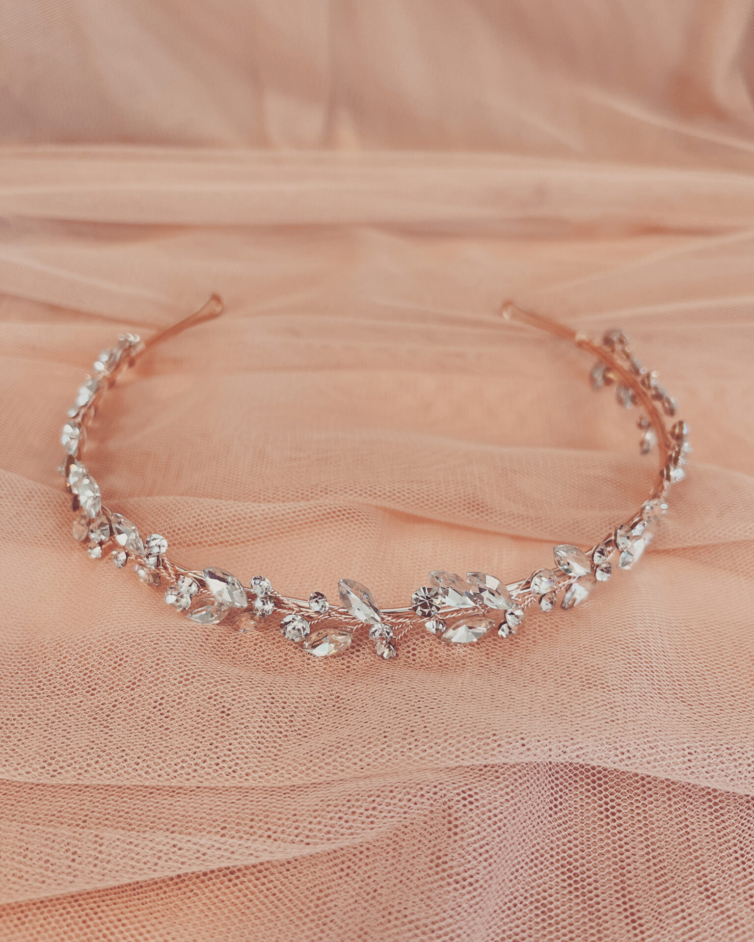 Evie Crystal Rose Gold Bridal Headband - The Wedding Fairy and Friends